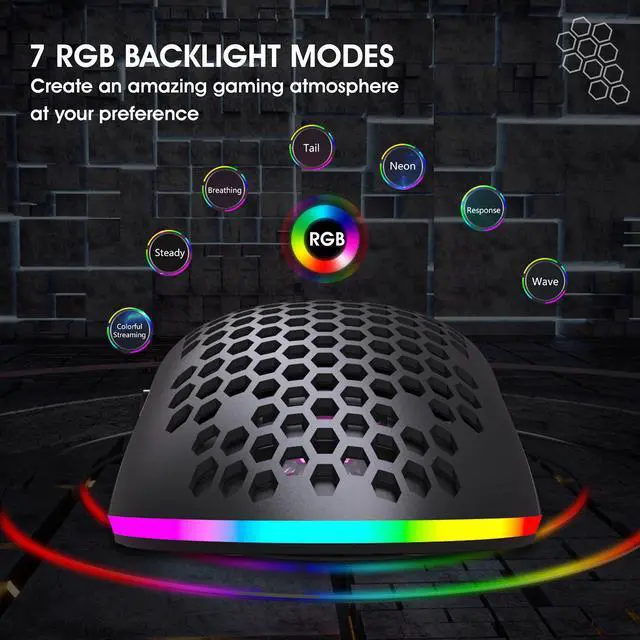 HXSJ T66 RGB 2.4G Wireless Gaming Mouse RGB Lighting Charging Mouse ...