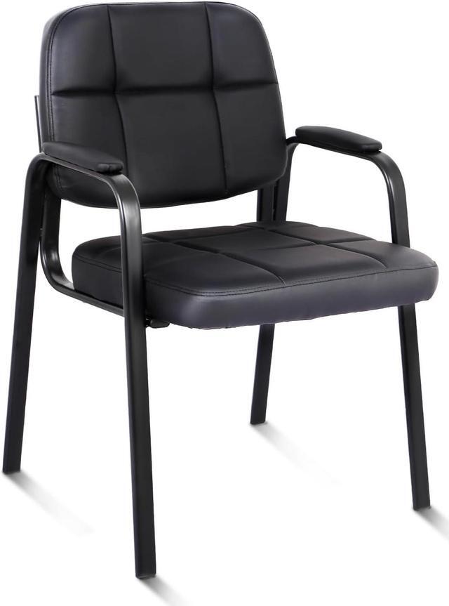 CLATINA Guest Reception Chair Conference Room Chairs Waiting Room Chairs with Padded Arms Desk Chair No Wheels Leather Office Chair for Office