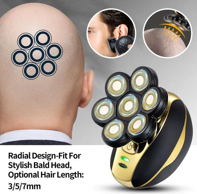 Head Shaver for Bald Men - Upgrade 7D Electric Razors, Multifunctional ...