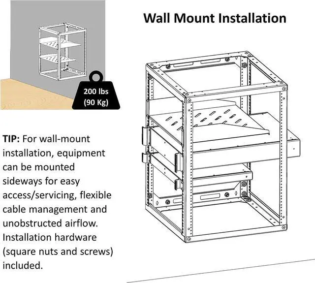 AEONS 10U Open Frame Network Server Rack 19-inch 4 Post AV Rack with ...