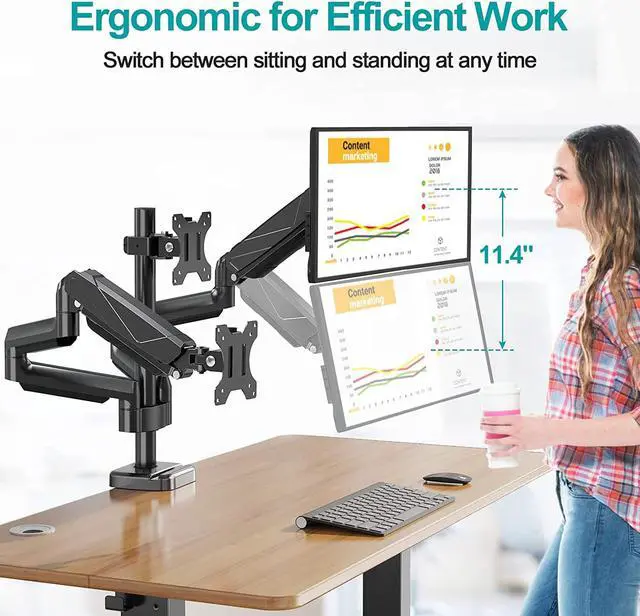 MOUNT PRO Triple Monitor Mount, 3 Monitor Desk Arm fits Three Max 27 ...