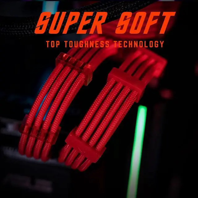 AsiaHorse 18AWG PSU Cable Extension Sleeved Custom Mod GPU PC Audio ...