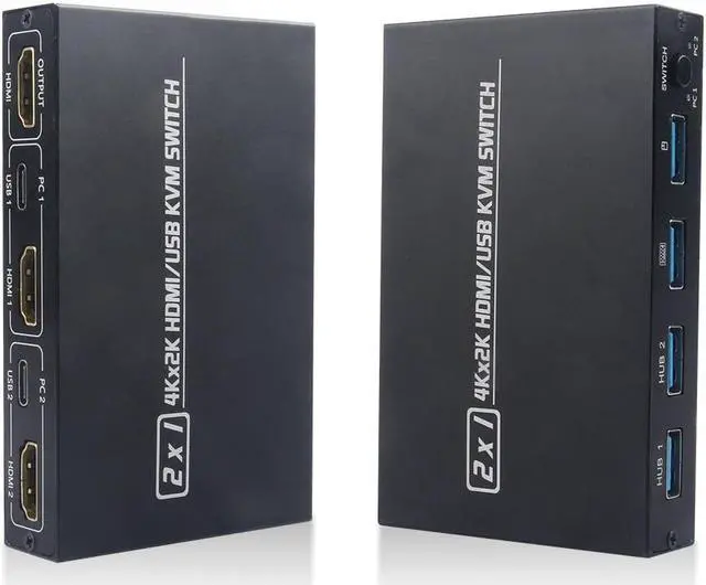 AM-KVM 201CL 2-in-1 HDMI/USB KVM Switch Support HD 2K*4K 2 Hosts Share 1 Monitor/Keyboard& Mouse ...