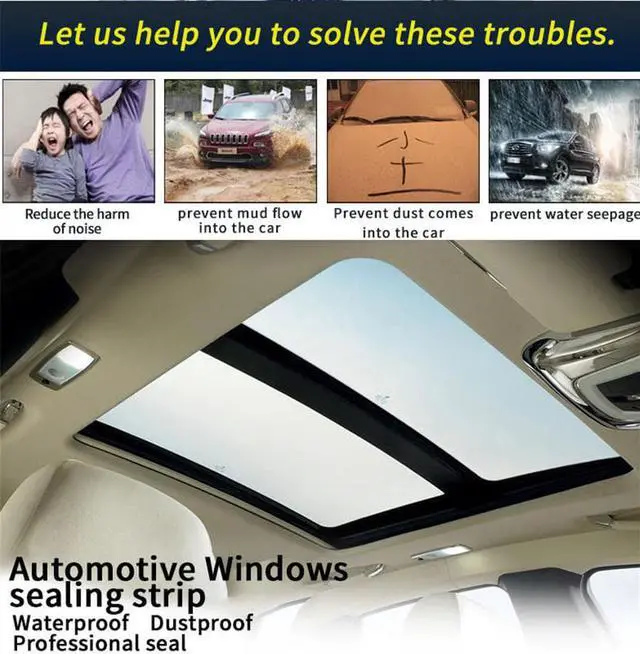 Acaigel 16.4ft Rubber Seal Strip Car SUV Windshield Sunroof Triangular ...