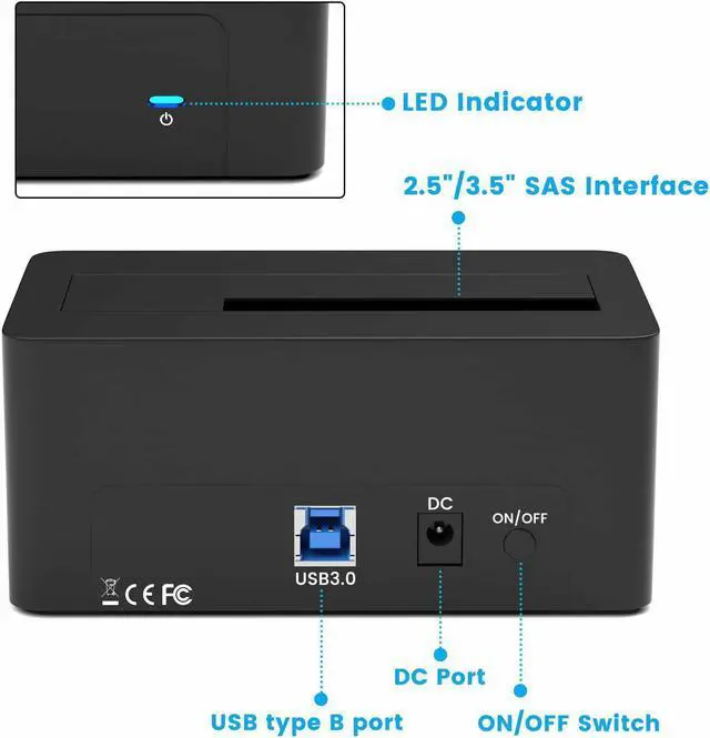 HDD Enclosure Docking Station SAS to USB 3.0 Adapter SAS 2.5/3.5" 12V ...