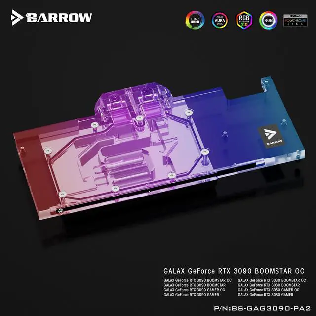 Barrow 3090 3080 GPU Water Block for GALAX RTX 3090 3080 GAMER OC, Full ...