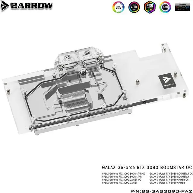 Barrow 3090 3080 GPU Water Block for GALAX RTX 3090 3080 GAMER OC, Full ...