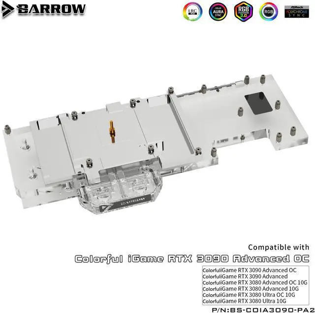 Barrow 3080 3090 Water Block Backplane for Colorful RTX 3090 3080 ...