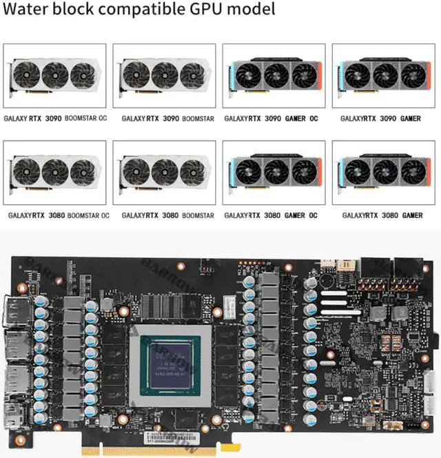 Barrow 3090 3080 GPU Water Block for GALAX RTX 3090 3080 GAMER OC, Full ...