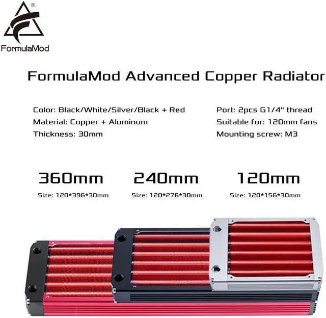 FormulaMod 240mm Radiator Copper 240mm 30mm Thickness 120mm Fan Water ...