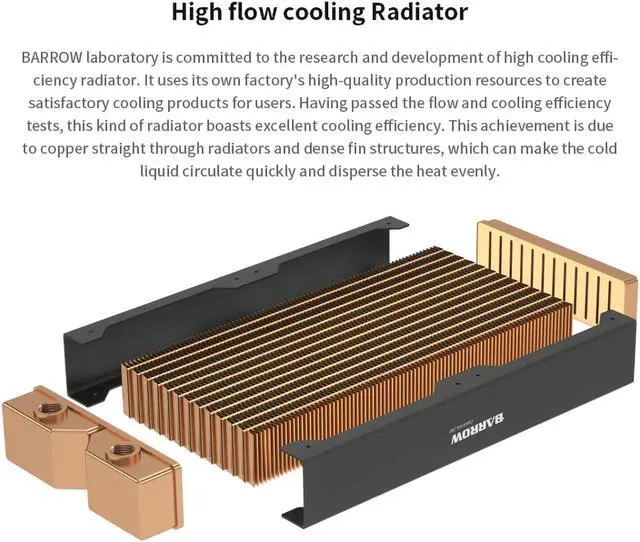 Barrow 240mm Copper Radiator With 28mm Thick G1/4" Thread, Black High ...