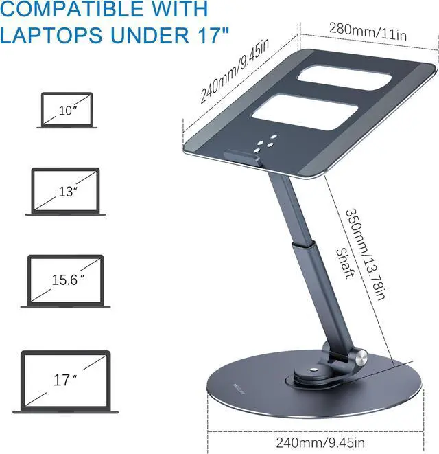 Standing Laptop Stand for Desk Adjustable Height Angle Swivel Laptop ...