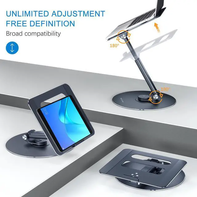 Standing Laptop Stand for Desk Adjustable Height Angle Swivel Laptop ...