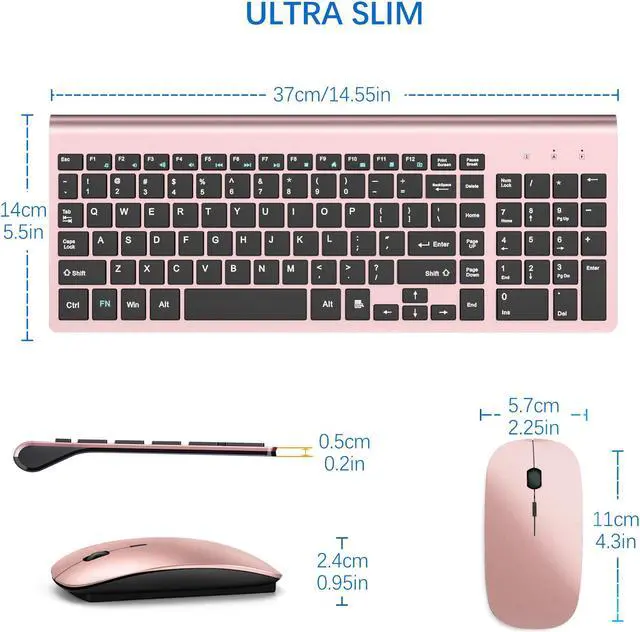 Wireless Keyboard and Mouse Ultra Slim Combo, TopMate 2.4G Silent ...