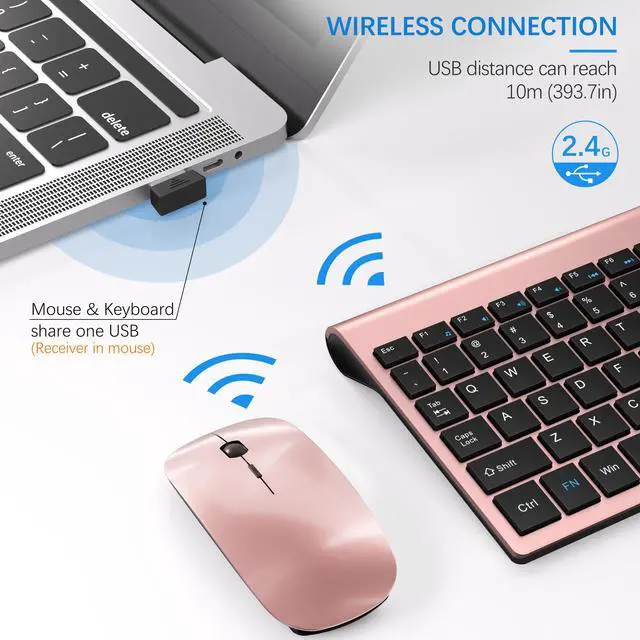 Wireless Keyboard and Mouse Ultra Slim Combo, TopMate 2.4G Silent ...