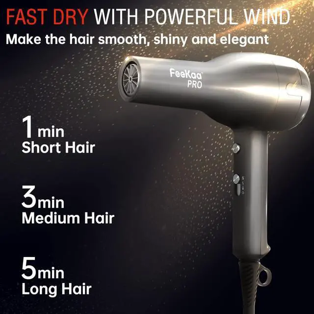 Fast Hair Dryer 1875W, Ultra Fast Drying Blowdryer, Powerful DC Motor ...