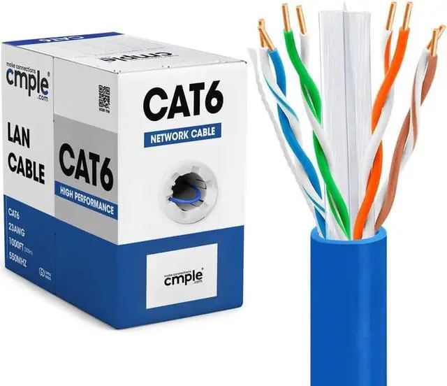Cmple - Cat6 Cable 1000ft Bulk Lan Ethernet Cat 6 Wire Network UTP ...