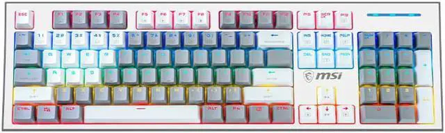 MSI VIGOR GK50Z PIXEL Mixed Grey (60% Grey) Wired Gaming Keyboard, Blue Switches, 104 Keys, RGB ...