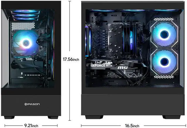 IPASON Ryvex Gaming Desktop PC , Ryzen5 9600X, Geforce RTX 5060 Ti ,MSI B650M 32GB DDR5 1TB NVMe ...