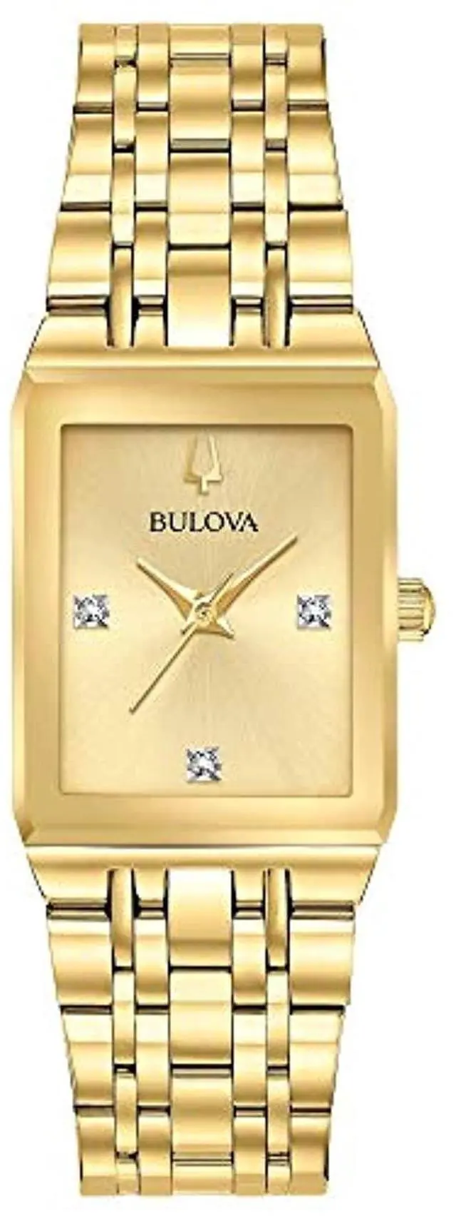 Bulova Futuro Diamond Ladies Gold Tone Plated Steel Quartz Watch 97P140 ...