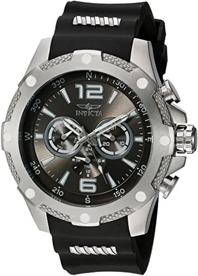 Invicta 19656 Men's I-Force Multi-Function Black Polyurethane Charcoal ...