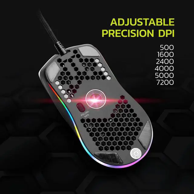 YEYIAN LINK Ergonomic 16.8M RGB Optical Gaming Mouse with Honeycomb ...