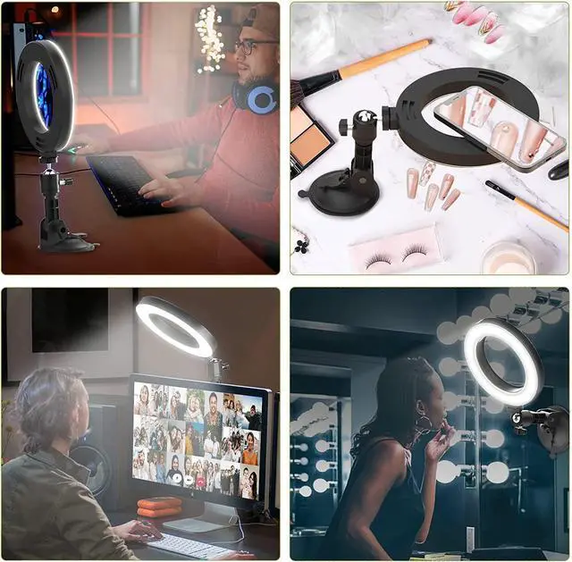 LenTok Ring Light with Suction Cup for Computer Monitor and Wall ...
