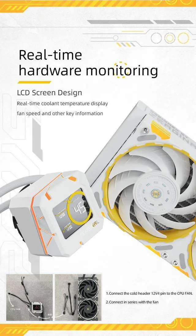 Yeston*Zeaginal ZC-zeus 360 White 360mm Radiator Liquid CPU Cooler LCD ...