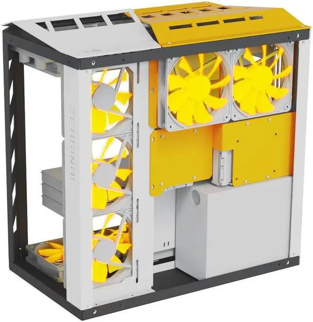 YESTON* Zeaginal ZC-15 G White&Yellow Tempered Glass Mini Computer Case ...