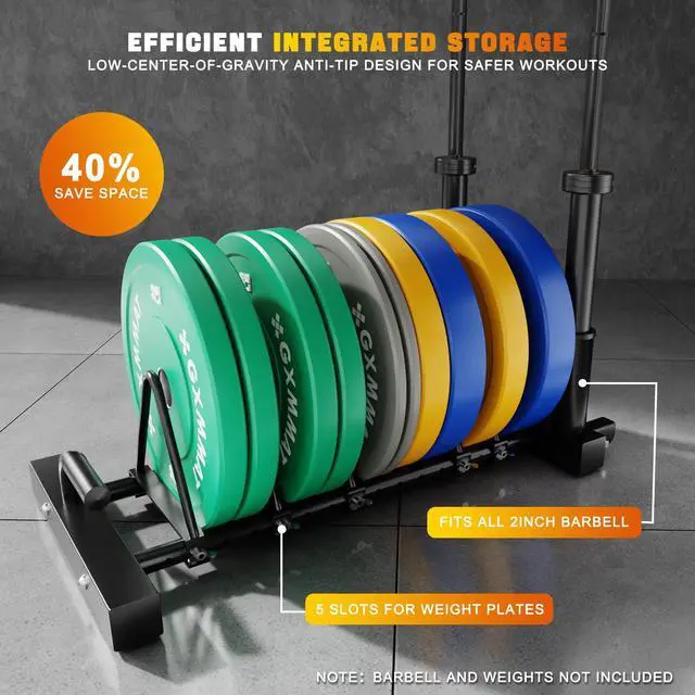 GXMMAT Horizontal Olympic Weight Plate Rack | 330lbs Capacity Powder ...