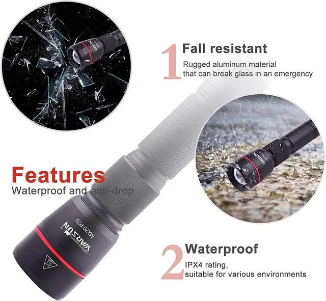 WARSUN Flashlights Rechargeable Tactical LED High Lumens Flashlight ...