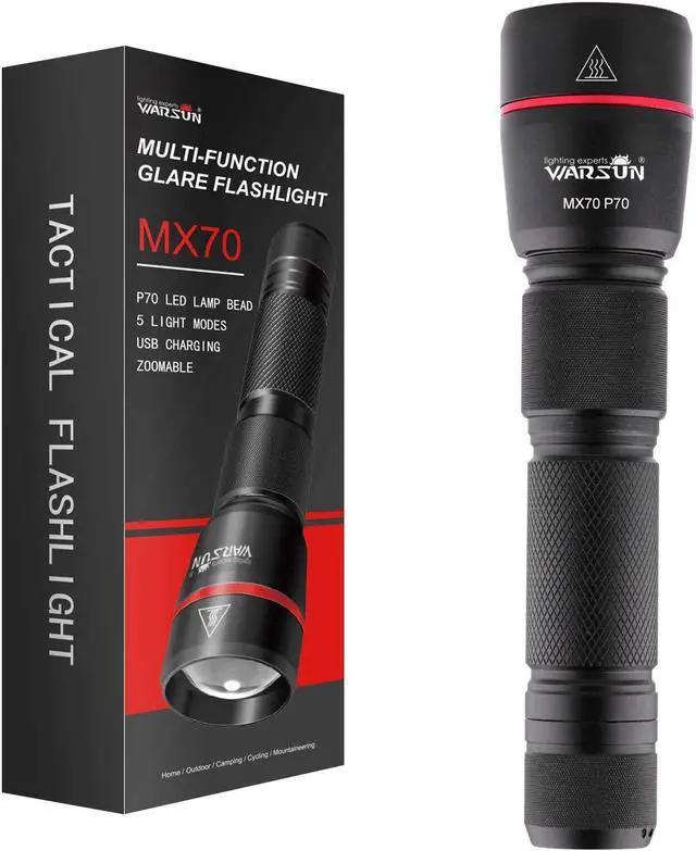 WARSUN Flashlights Rechargeable Tactical LED High Lumens Flashlight ...