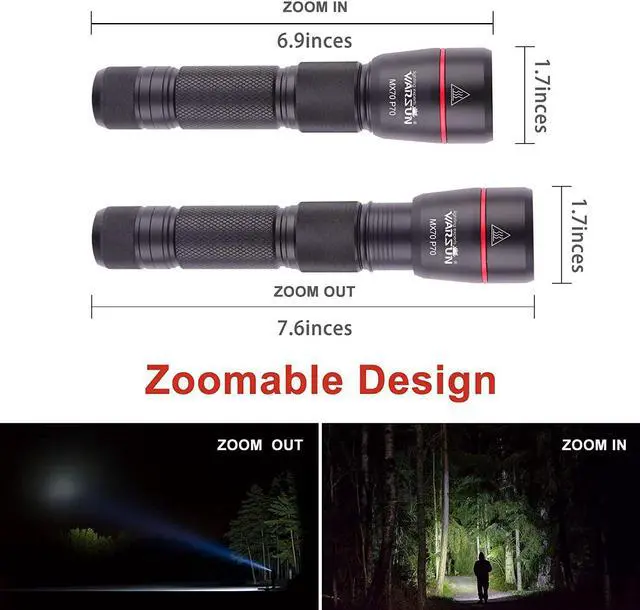 WARSUN Flashlights Rechargeable Tactical LED High Lumens Flashlight ...
