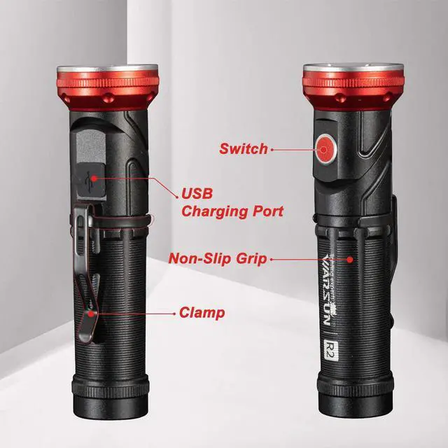 WARSUN LED Flashlight Rechargeable Tactical Flashlight 1000Lumens COB ...