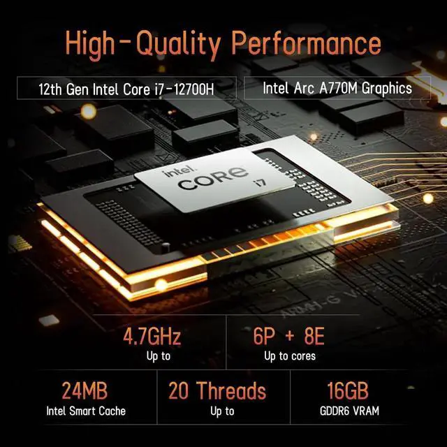 ASUS NUC i7 Gaming Mini Desktop, Intel i7-12700H, Intel Arc A770M, 32GB ...