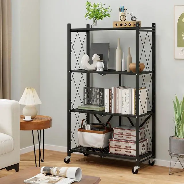 SlickBlue 4-Tier Foldable Storage Shelf Collapsible Storage Rack with ...