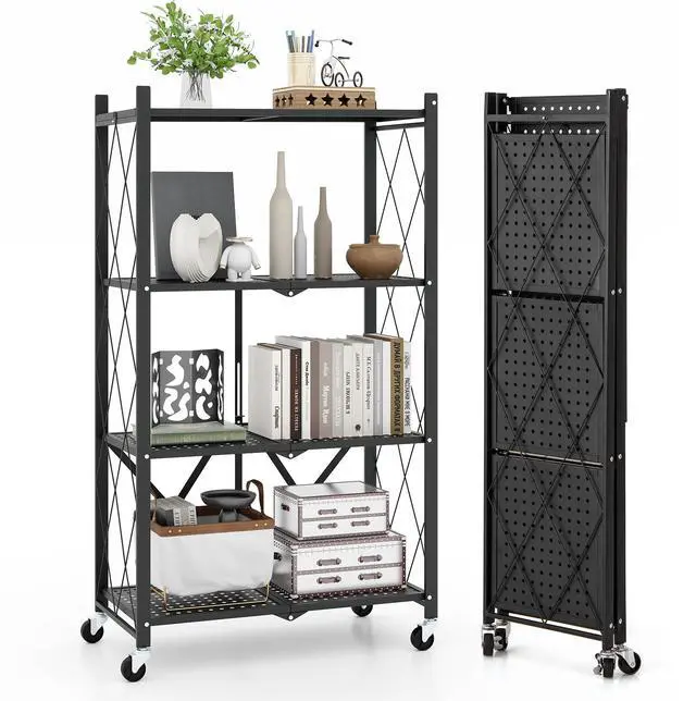 SlickBlue 4-Tier Foldable Storage Shelf Collapsible Storage Rack with ...