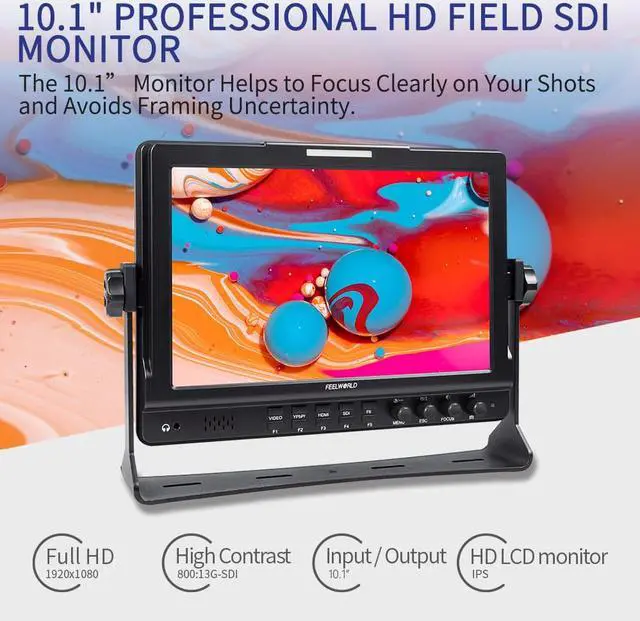 FEELWORLD FW1018SPV1 10.1 inch SDI Camera Field Monitor 4K HDMI LCD IPS ...