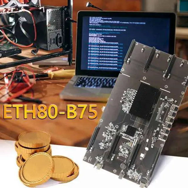 ETH80 B75 BTC Miner Motherboard+DDR3 4G 1600Mhz RAM 8XPCIE 16X LGA1155 ...