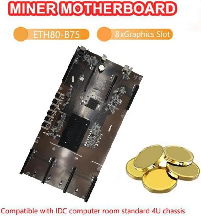 ETH80 B75 BTC Miner Motherboard+DDR3 4G 1600Mhz RAM 8XPCIE 16X LGA1155 ...