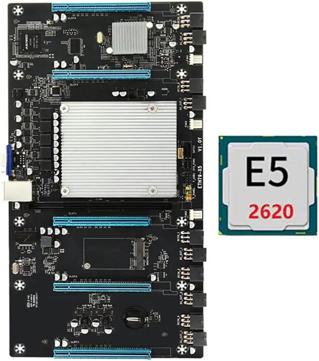 ETH79-X5 BTC Mining Motherboard with E5 2620 CPU H61 LGA2011 V1/V2 65mm ...