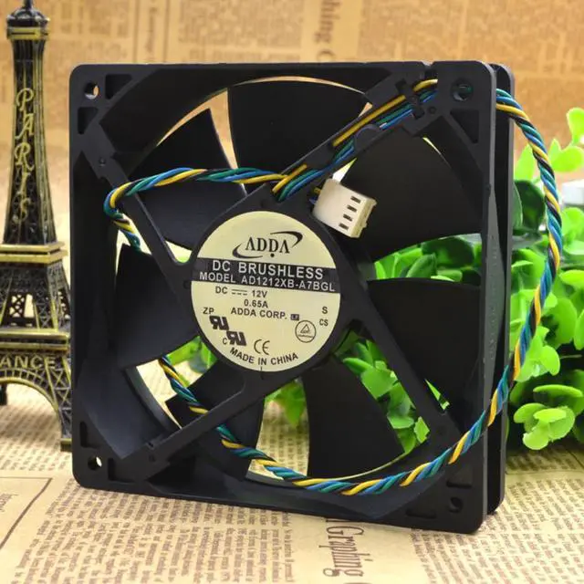 AD1212XB-A7BGL For ADDA 12V 0.65A 12CM 120mm 12025 4-wire PWN Temperature Control cooler cooling ...