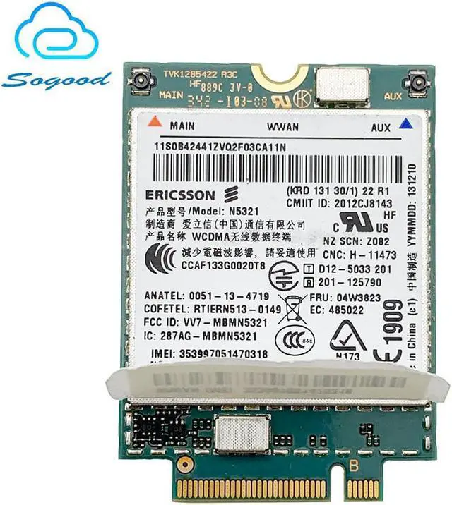 Ericsson N5321 N5321GW Mobile Broadband FRU04W3823 100M Hspa+ NGFF for ...