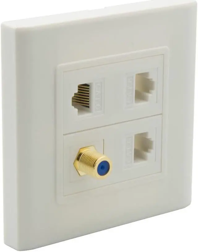 EU 86 Style 3 Ports CAT6 RJ45 1 Port Coaxial F RG6 Female To Female ...