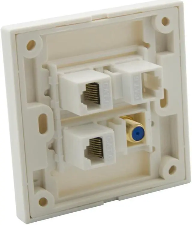 EU 86 Style 3 Ports CAT6 RJ45 1 Port Coaxial F RG6 Female To Female ...