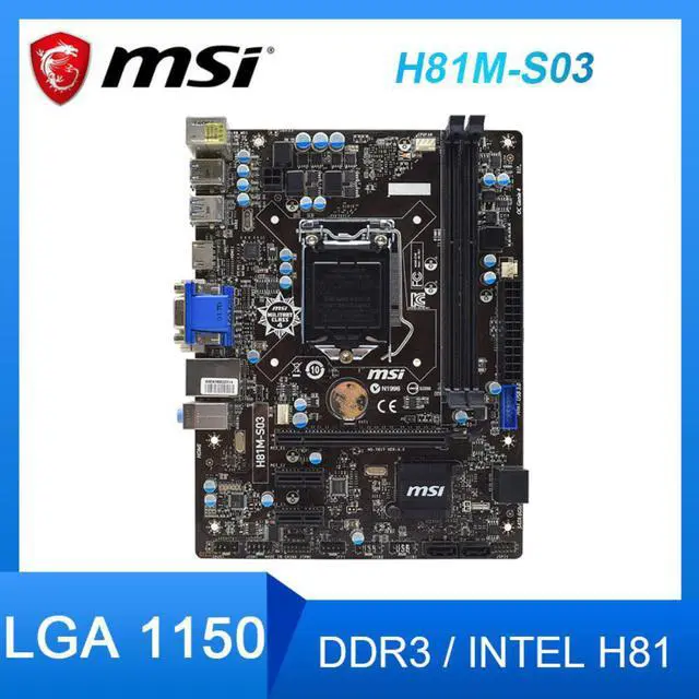 MSI H81M-S03 Motherboard DDR3 LGA 115 intel H81 USB 3.0 SATA PCI - E 3. ...