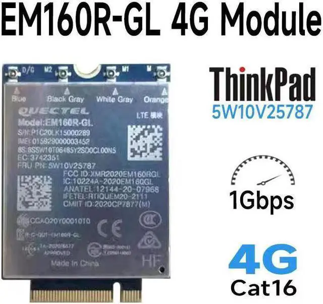 Quectel LTE EM160R-GL Cat16 M.2 Module 5W10V25787 for Thinkpad FRU T14 ...