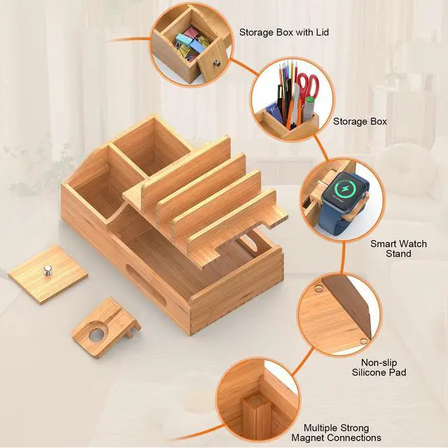 Beebo Beabo Bamboo Charging Station Organizer for Multiple Devices ...
