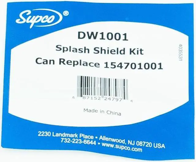 Supco DW1001 for Electrolux Frigidaire 154701001 Dishwasher Splash ...