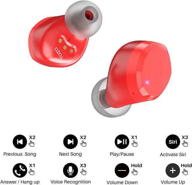 TOZO T12 Wireless Earbuds Bluetooth Premium Fidelity Sound Quality ...